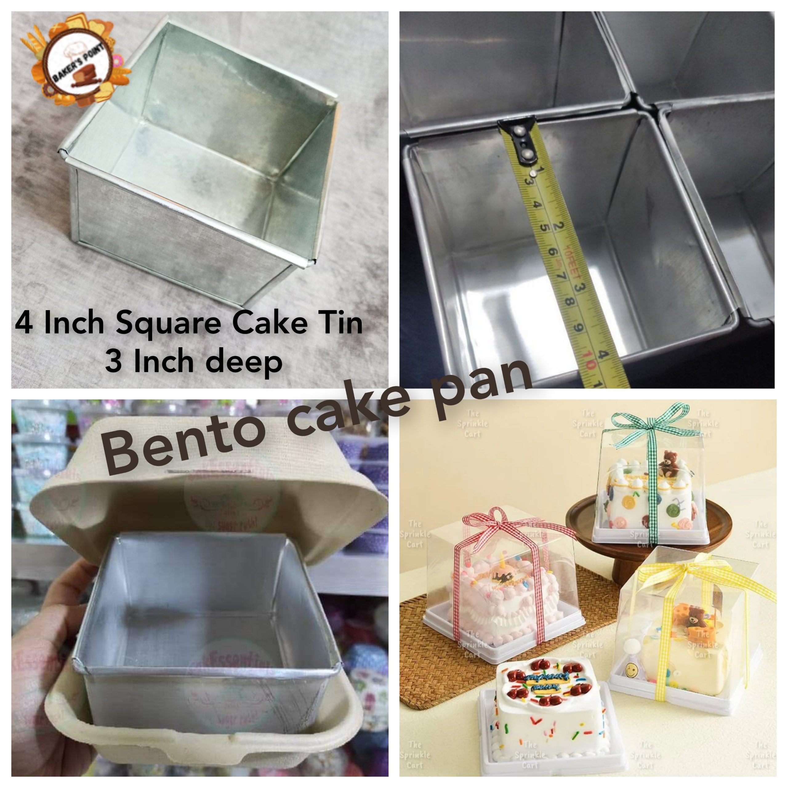 4 Inch Square Bento Cake Tin 3 Inch deep